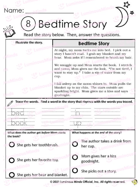 Reading Comprehension Worksheets - Bedtime Story