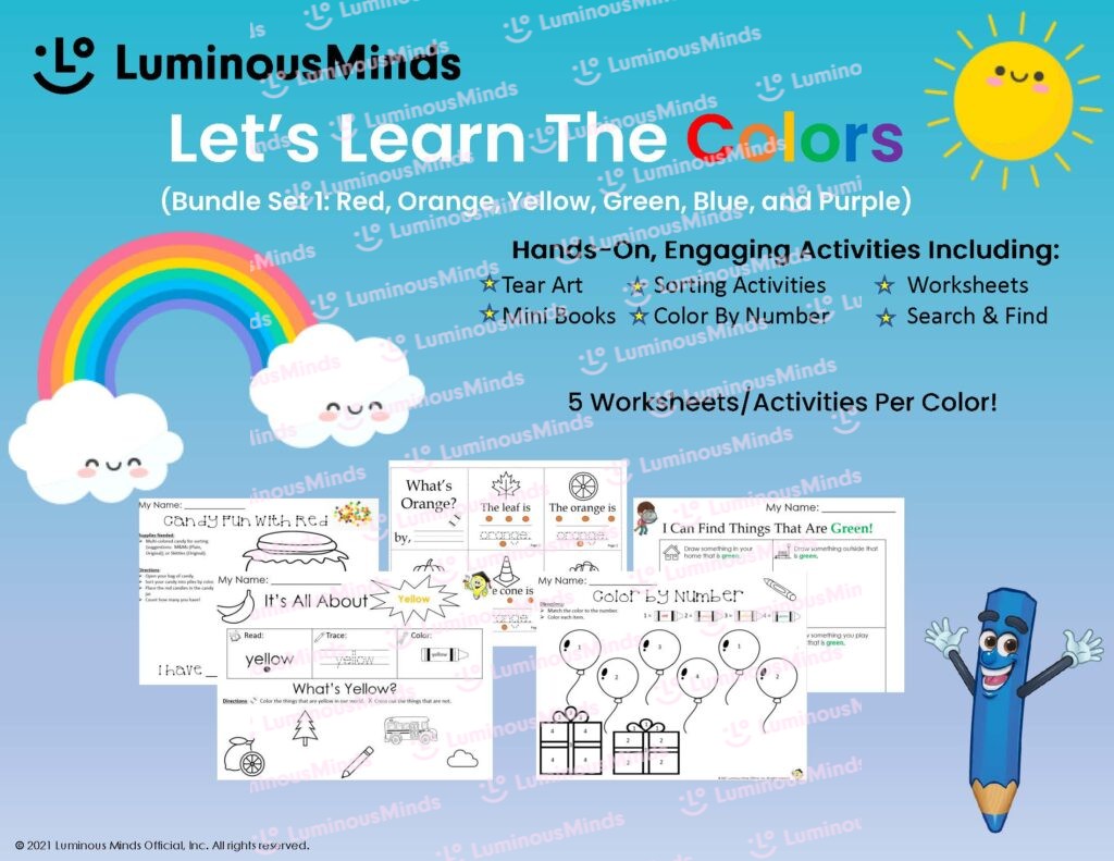 Reading Comprehension Worksheets - Let’s Learn the Colors (Bundle Set: 1)