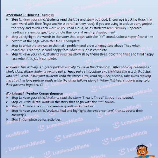 Reading Comprehension Worksheets - Discovering Digraphs Series 3: Th Pack