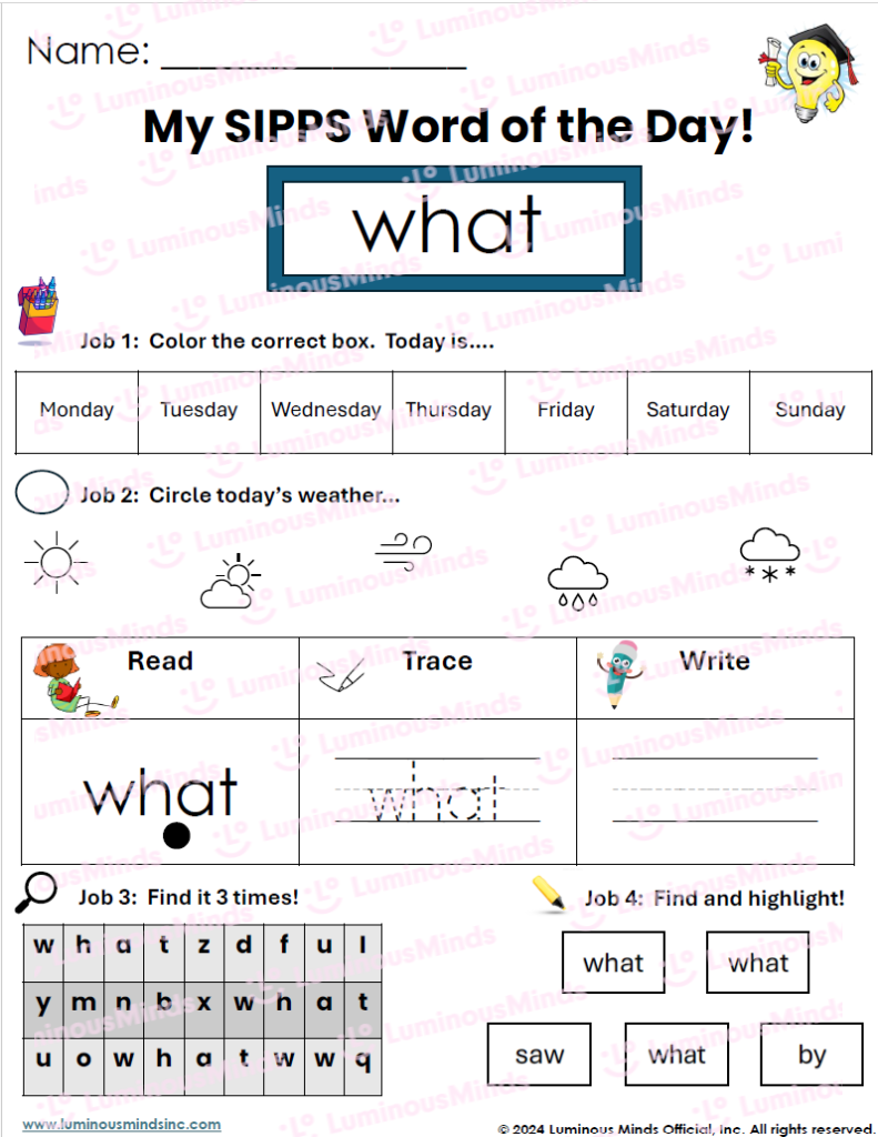 Reading Comprehension Worksheets - SIPPS-Aligned PLUS Level Sight Word ...
