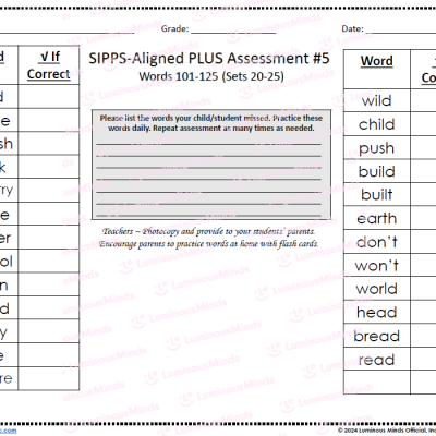 Reading Comprehension Worksheets - SIPPS-Aligned PLUS Level Sight Word ...