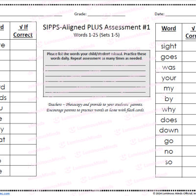 Reading Comprehension Worksheets - SIPPS-Aligned PLUS Level Sight Word ...