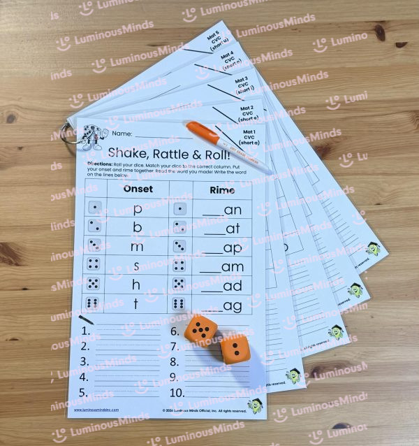 Shake, Rattle & Roll Short Vowel Dice Reading Game Kit (Single Student Set)