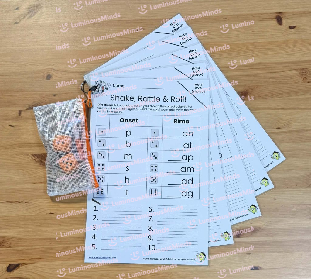 Shake, Rattle & Roll Short Vowel Dice Reading Game Kit (Single Student Set)