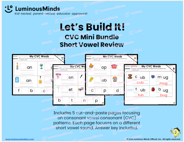 Phoneme Mapping Worksheet - Let’s Build It! CVC Mini Bundle – Short ...